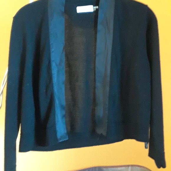 Calvin Klein | Sweaters | Calvin Klein Black Satin Open Front Crop ...